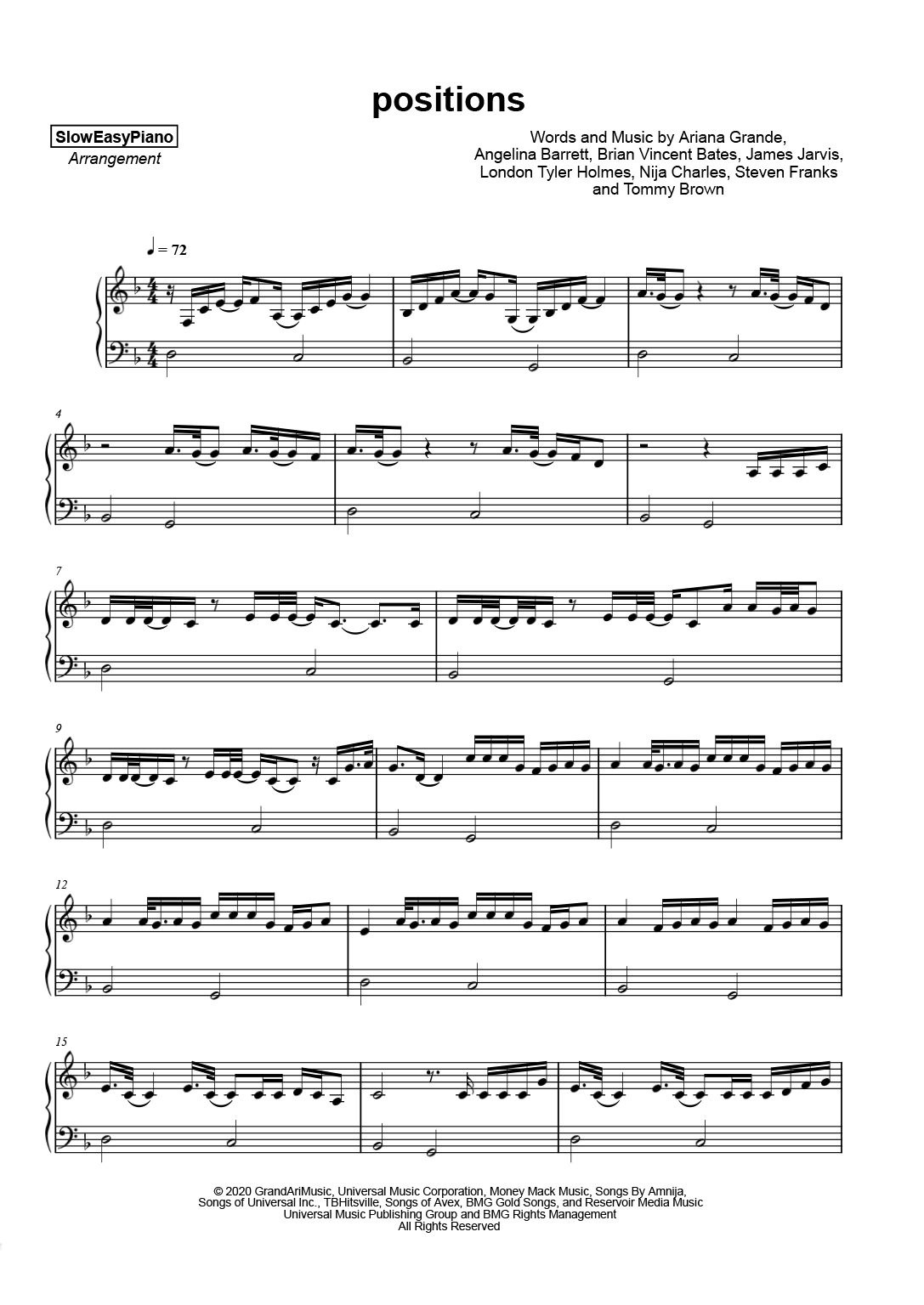 Ariana Grande - positions (EASY) - Claivert's Piano x SlowEasyPiano