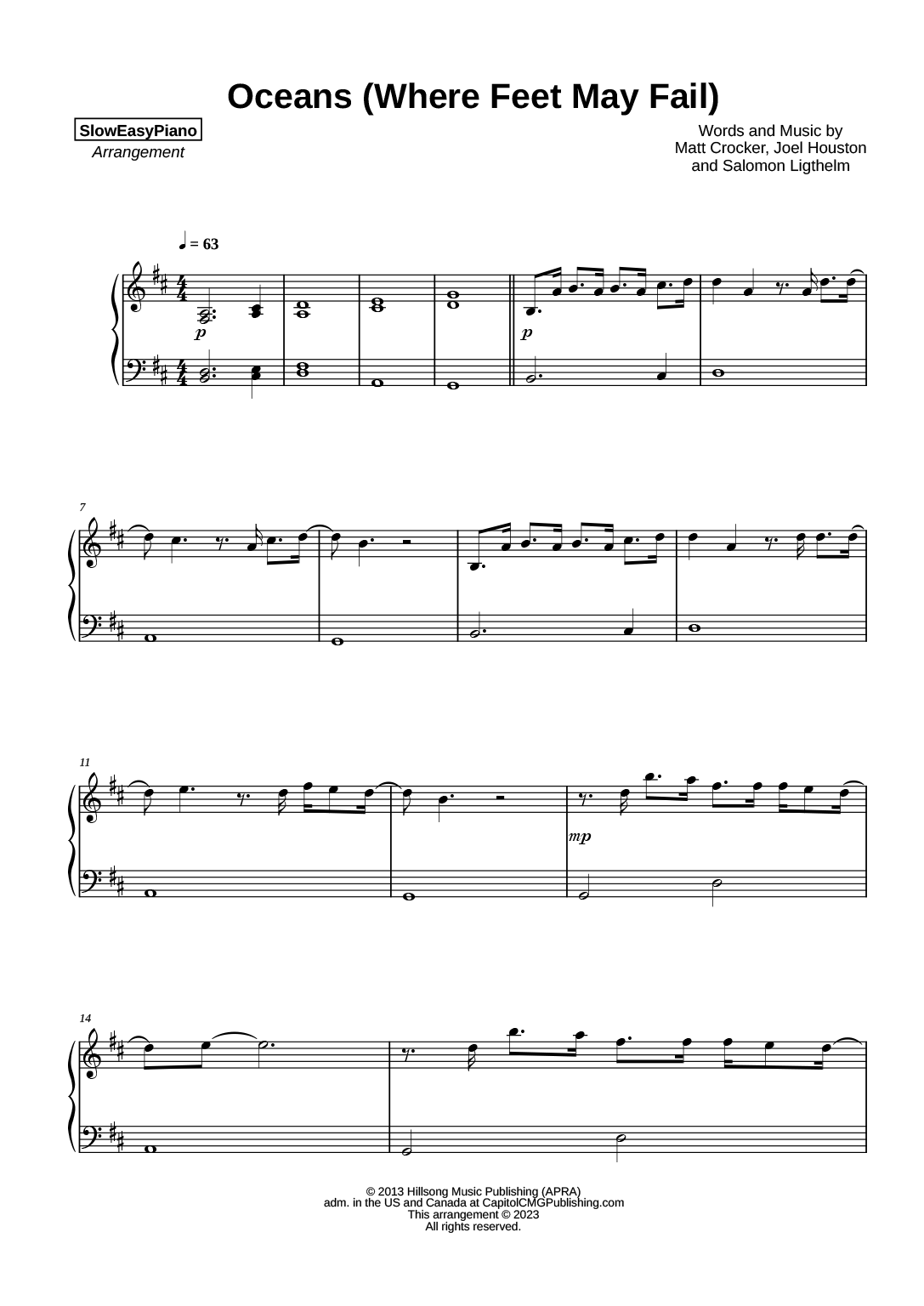 Hillson United - Oceans (Where Feet May Fail) (EASY) - Claivert's Piano ...
